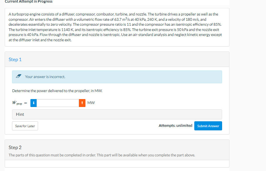Solved A turboprop engine consists of a diffuser, | Chegg.com
