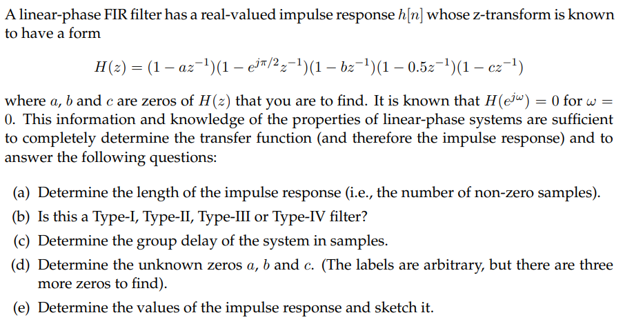 Solved A linear-phase FIR filter has a real-valued impulse | Chegg.com