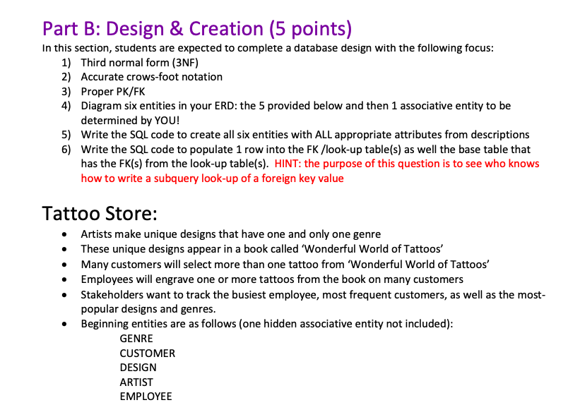 Solved Part B: Design & Creation (5 points) In this section, | Chegg.com
