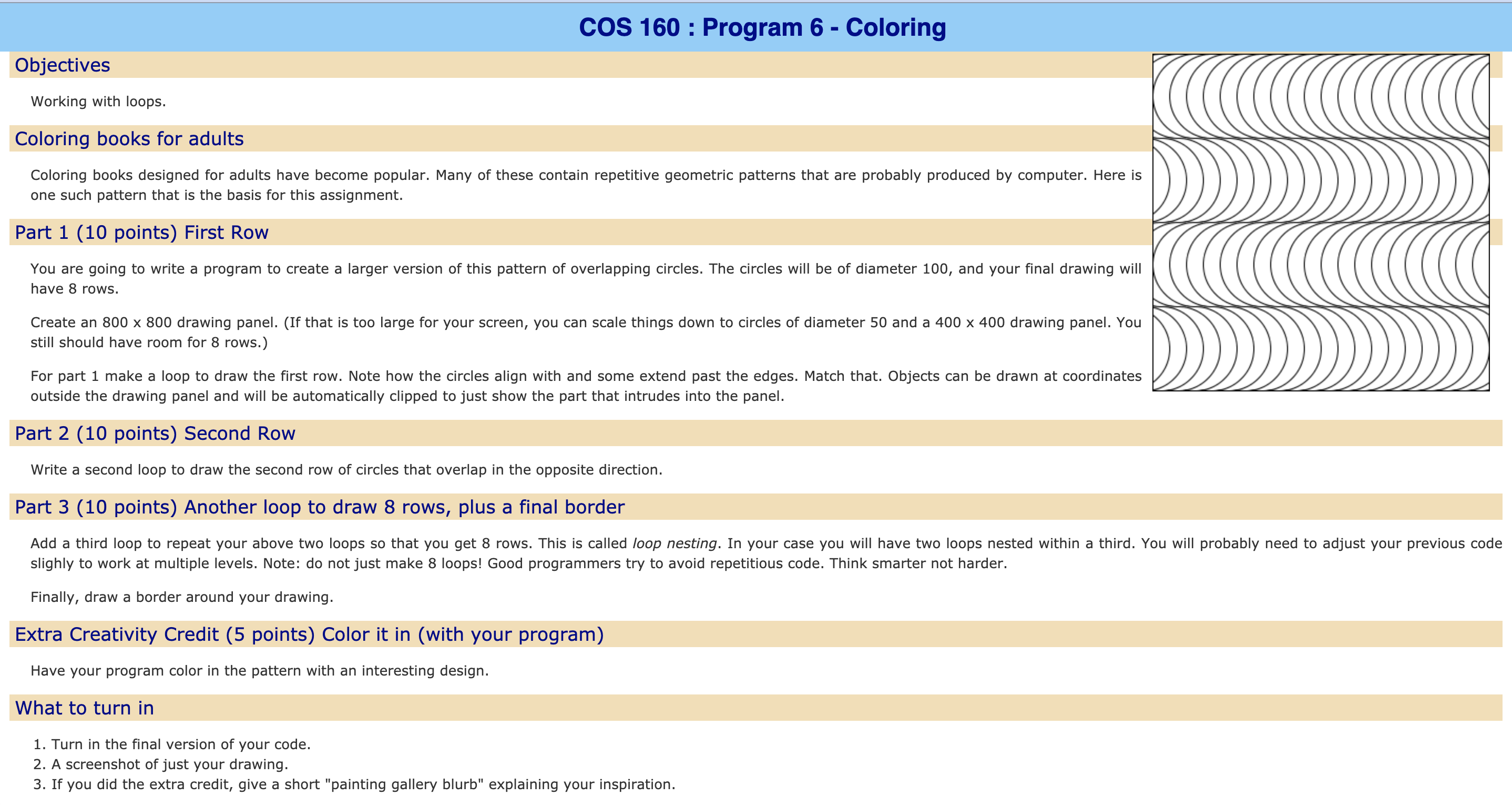 COS 160 : Program 6 - Coloring Objectives Working | Chegg.com