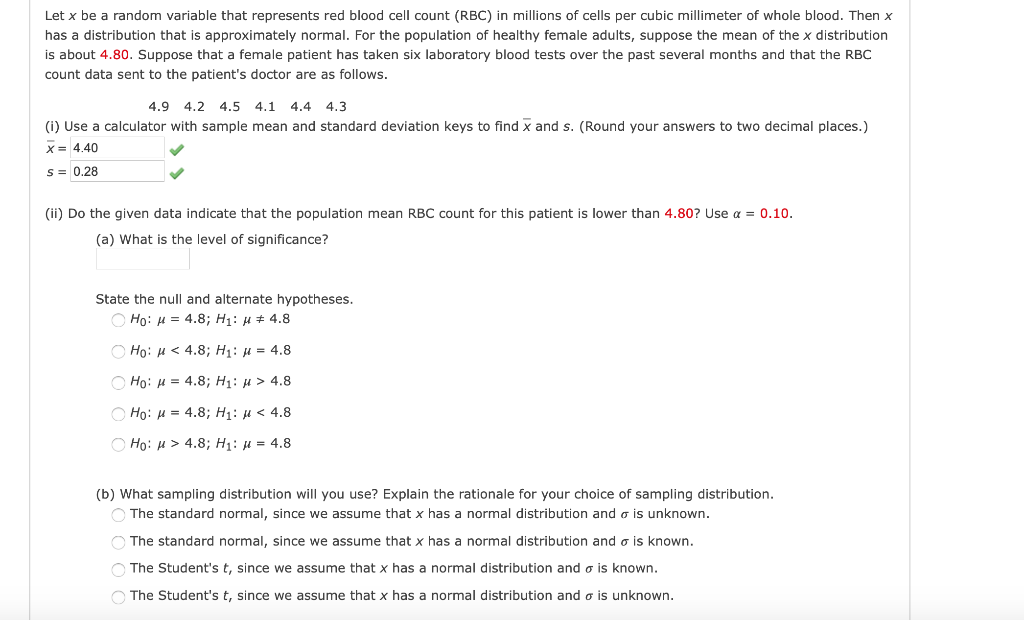 Solved Let x be a random variable that represents red blood | Chegg.com