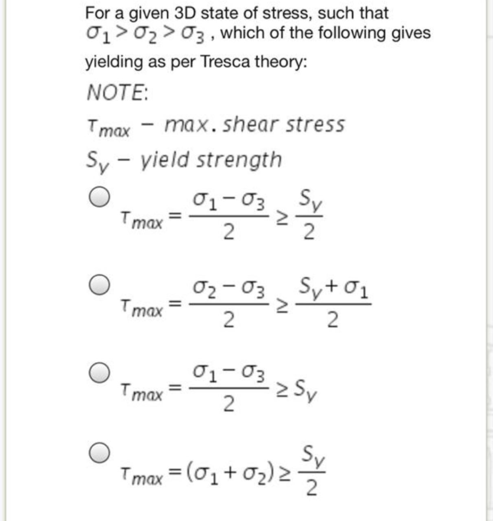 Solved For a given 3D state of stress, such that 01 02 03 , | Chegg.com