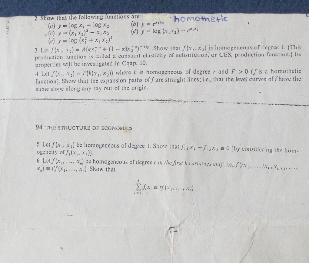 Solved 2 Show that the following functions are homothetic | Chegg.com