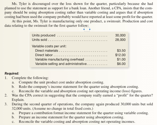 Solved PROBLEM 6-23 Absorption and Variable Costing: | Chegg.com Solved PROBLEM 6-23 Absorption and Variable Costing: | Chegg.com