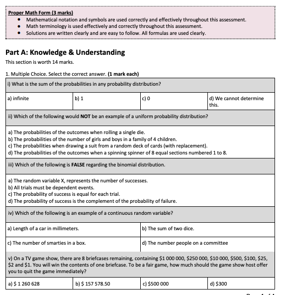 Solved Proper Math Form (3 marks) - Mathematical notation | Chegg.com