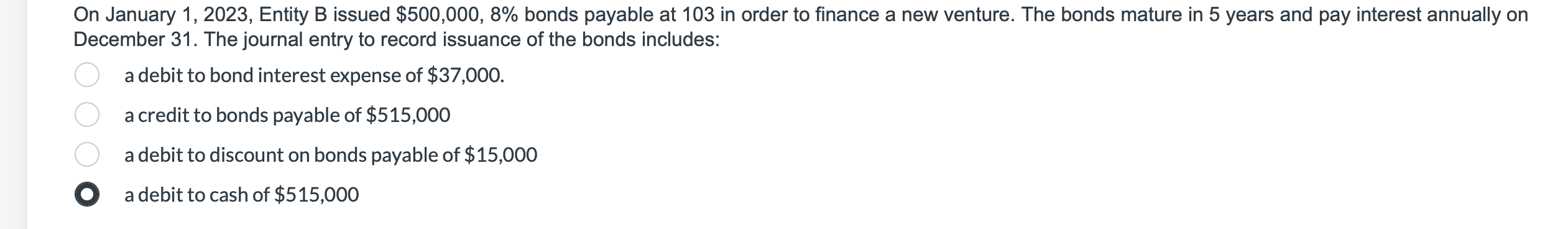 Solved On January 1,2023 , Entity B issued $500,000,8% bonds | Chegg.com