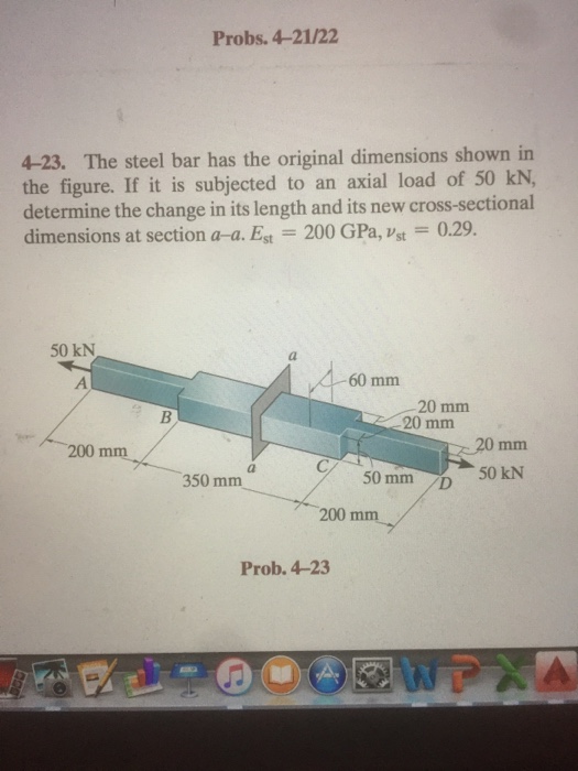 Solved The steel bar has the original dimensions shown in | Chegg.com