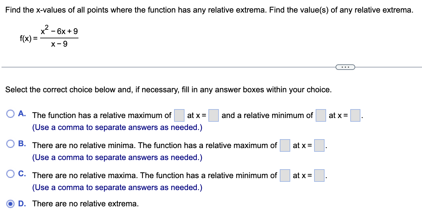 Solved f(x)=x−9x2−6x+9 Select the correct choice below and, | Chegg.com