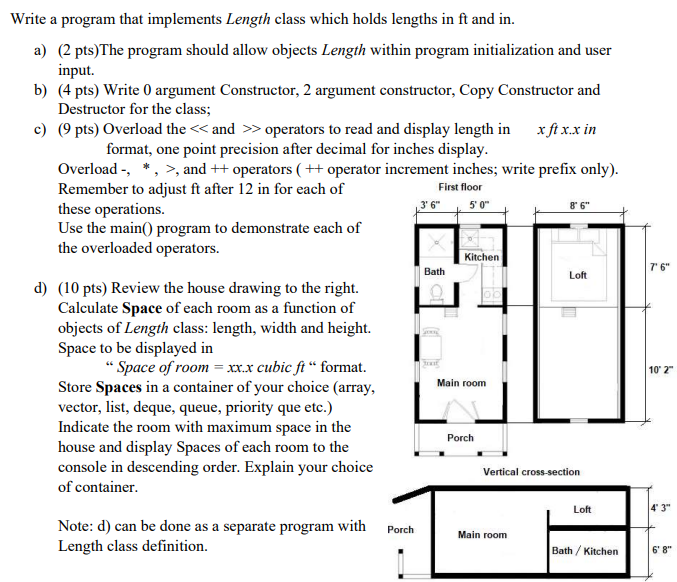 Solved First floor 3' 6" 8' 6" Kitchen 7'6" Loft Write a | Chegg.com