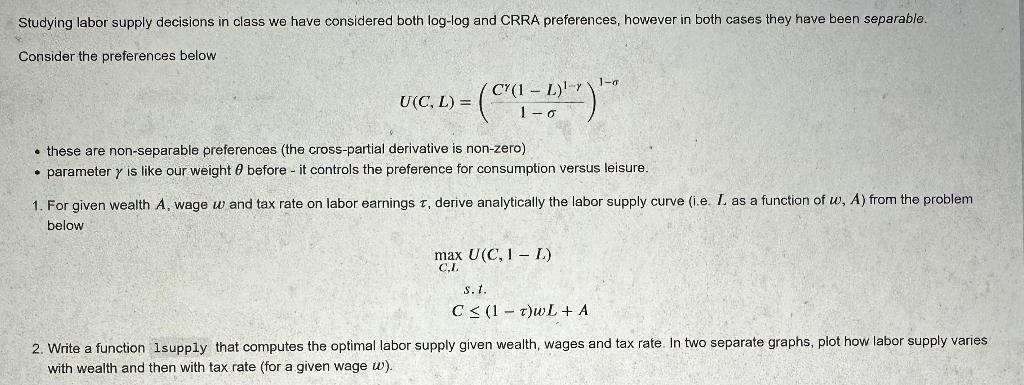 Solved Studying labor supply decisions in class we have | Chegg.com