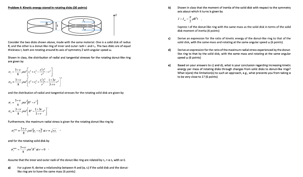 Solved Problem 4: Kinetic energy stored in rotating disks ( | Chegg.com