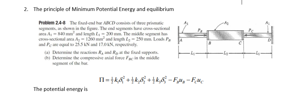 Solved 2. The principle of Minimum Potential Energy and | Chegg.com