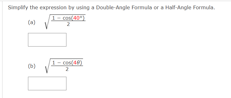 Solved Simplify the expression by using a Double-Angle | Chegg.com