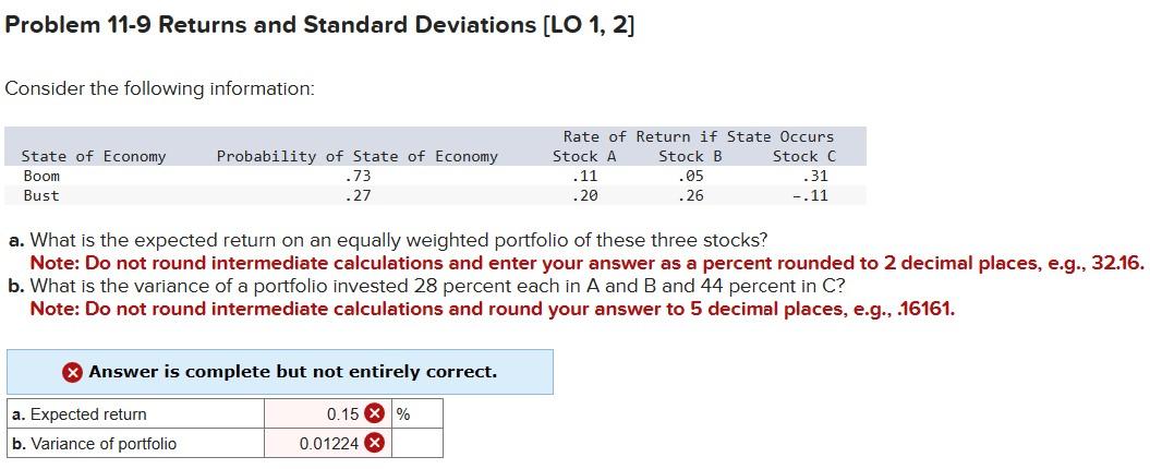 Solved Problem 11-9 Returns and Standard Deviations [LO 1, | Chegg.com