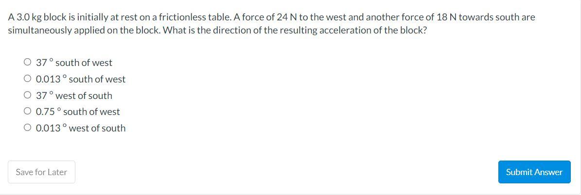 Solved A 3.0 kg block is initially at rest on a frictionless | Chegg.com