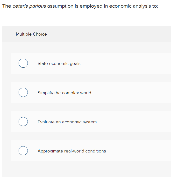 Solved The ceteris paribus assumption is employed in | Chegg.com