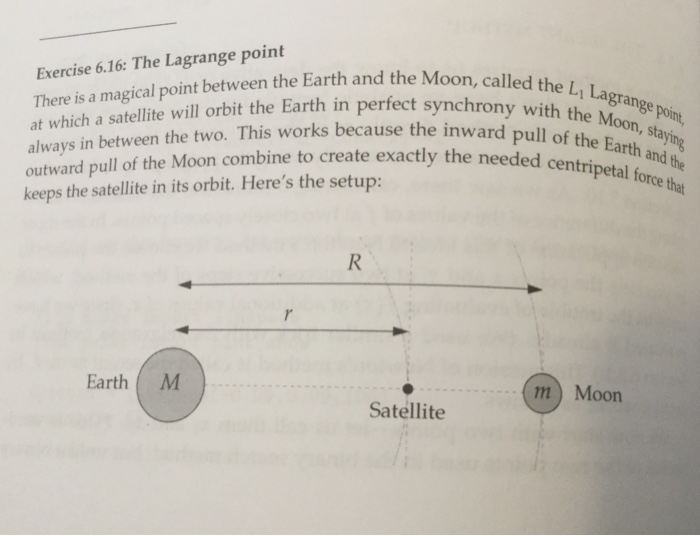 Solved Exercise 6.16: The Lagrange point Moon called the L1 | Chegg.com