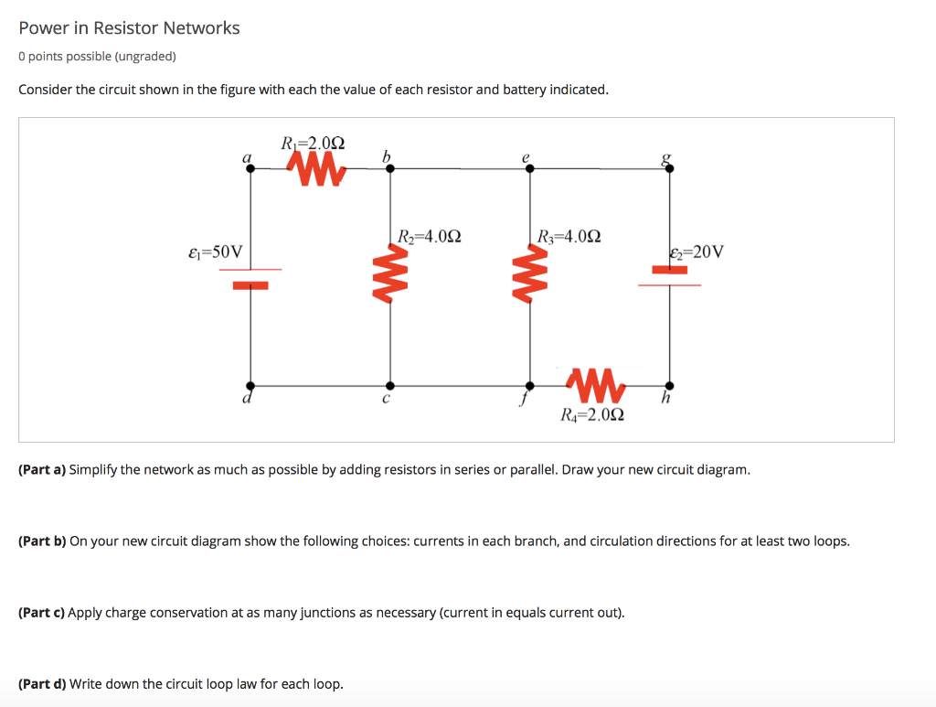 Solved Power in Resistor Networks O points possible | Chegg.com