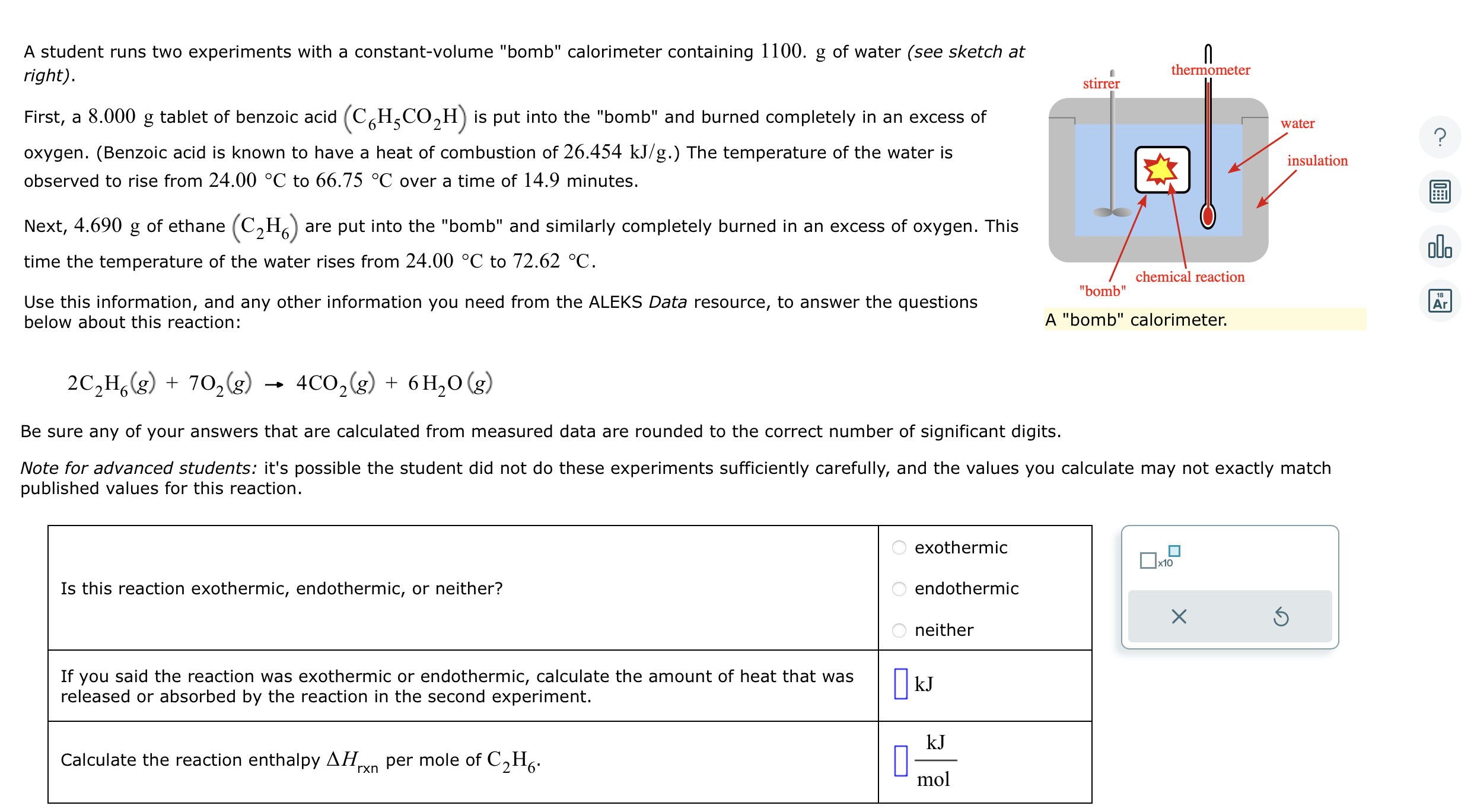 Solved A student runs two experiments with a constant-volume | Chegg.com