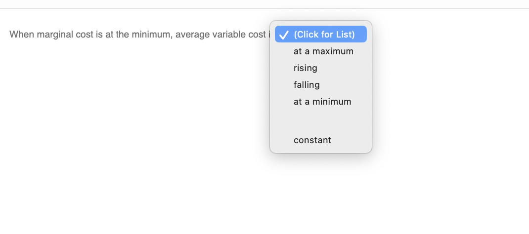 Solved When Marginal Cost Is At The Minimum Average 0286