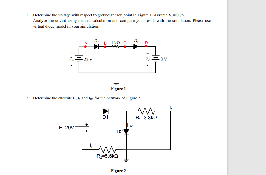 Solved 1. Determine the voltage with respect to ground at | Chegg.com
