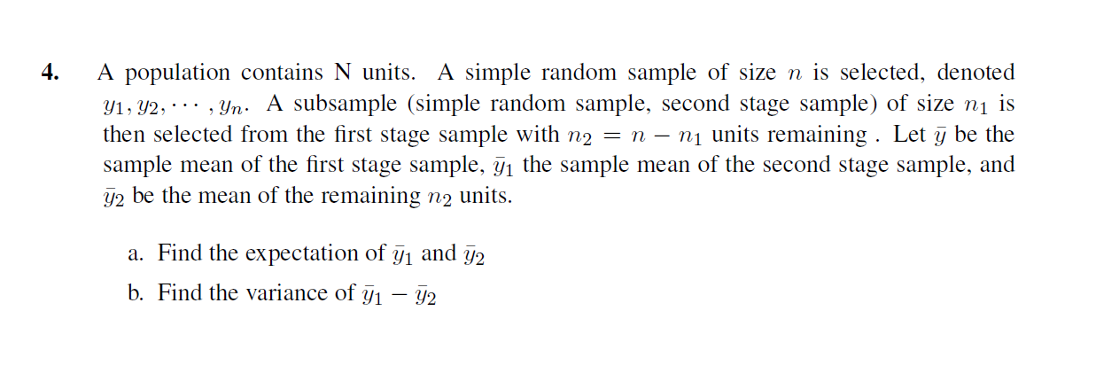 Solved A population contains N units. A simple random sample | Chegg.com