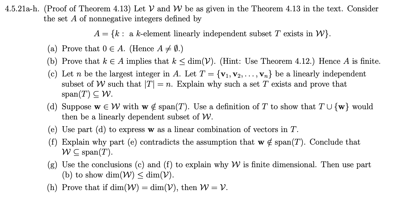 Solved Let V be a finite dimensional vector space, and let W | Chegg.com
