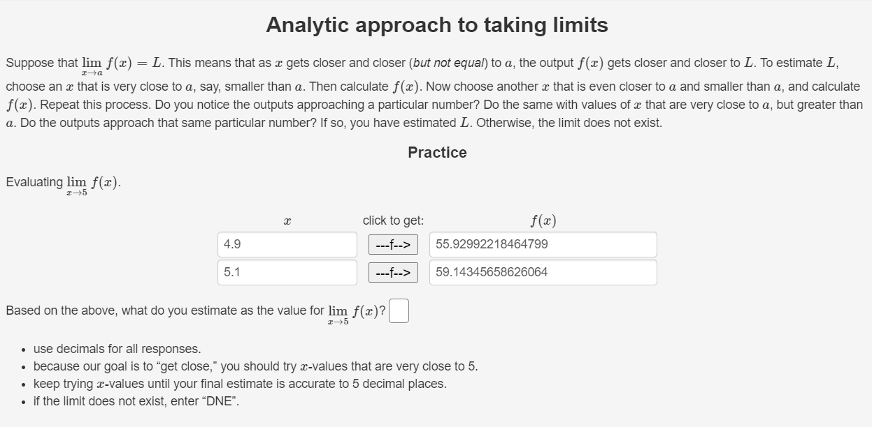 Solved Analytic approach to taking limits 1a Suppose that | Chegg.com