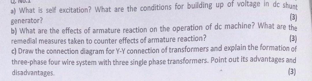 Solved a) What is self excitation? What are the conditions | Chegg.com
