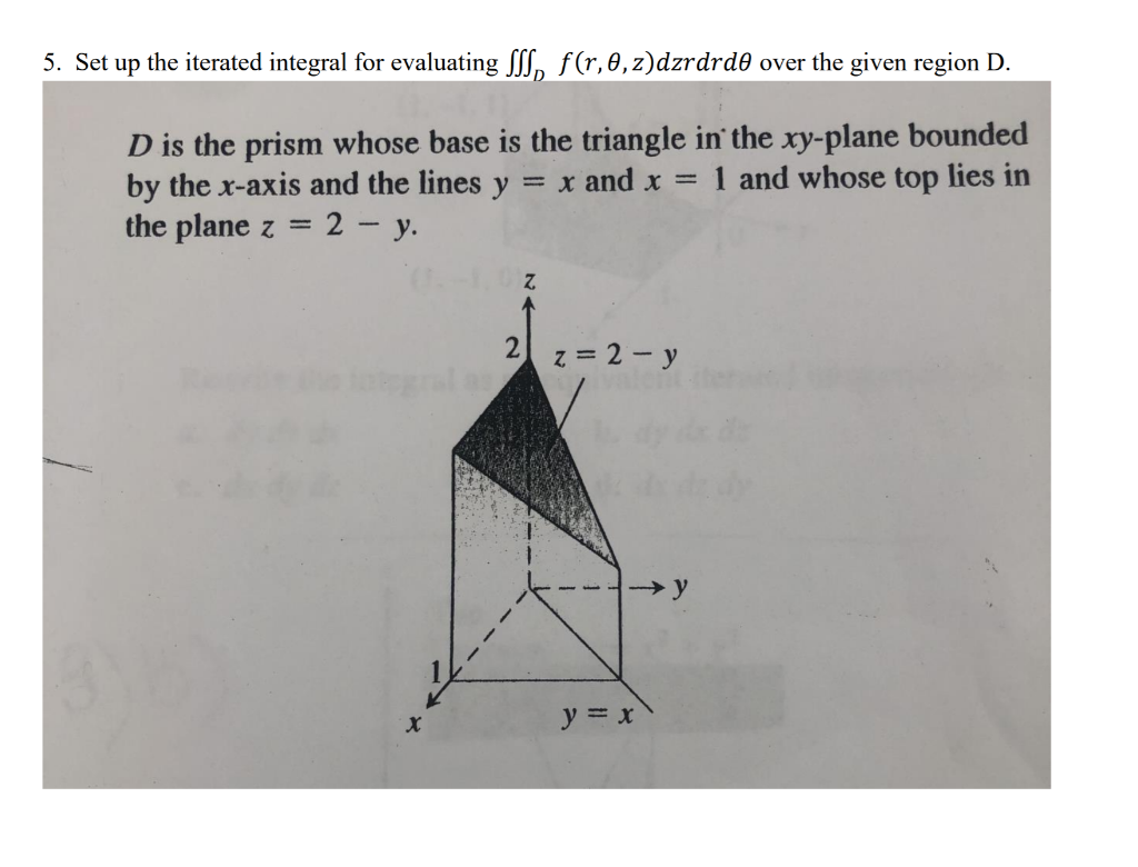 Solved 5. Set up the iterated integral for evaluating SSS, | Chegg.com