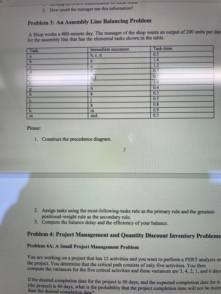 Solved How could the manager use this information?Problem 3: | Chegg.com