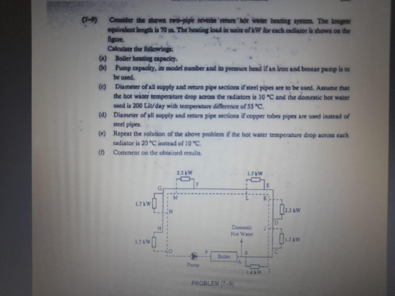 Solved (7-4) Consider the shown two-pipe reverterer het | Chegg.com