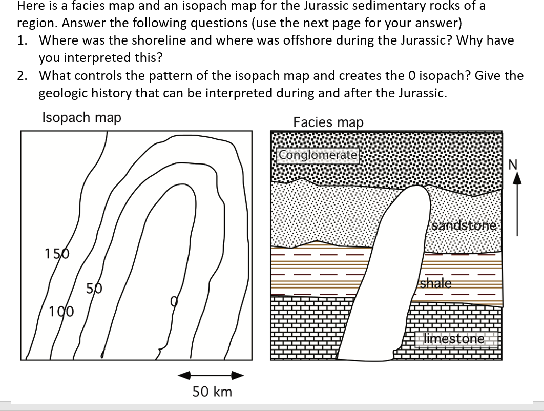 Solved Here is a facies map and an isopach map for the | Chegg.com