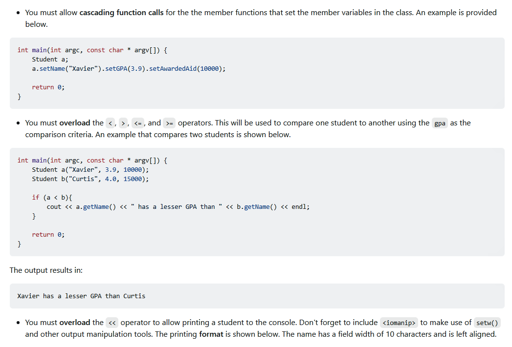 Lab: Operator Overloading Overview In this lab you | Chegg.com