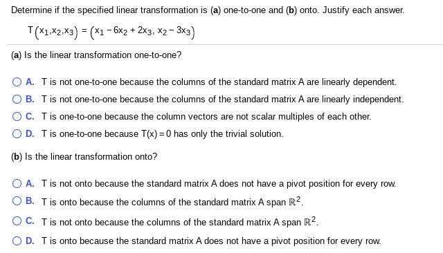 Solved Determine if the specified linear transformation is | Chegg.com