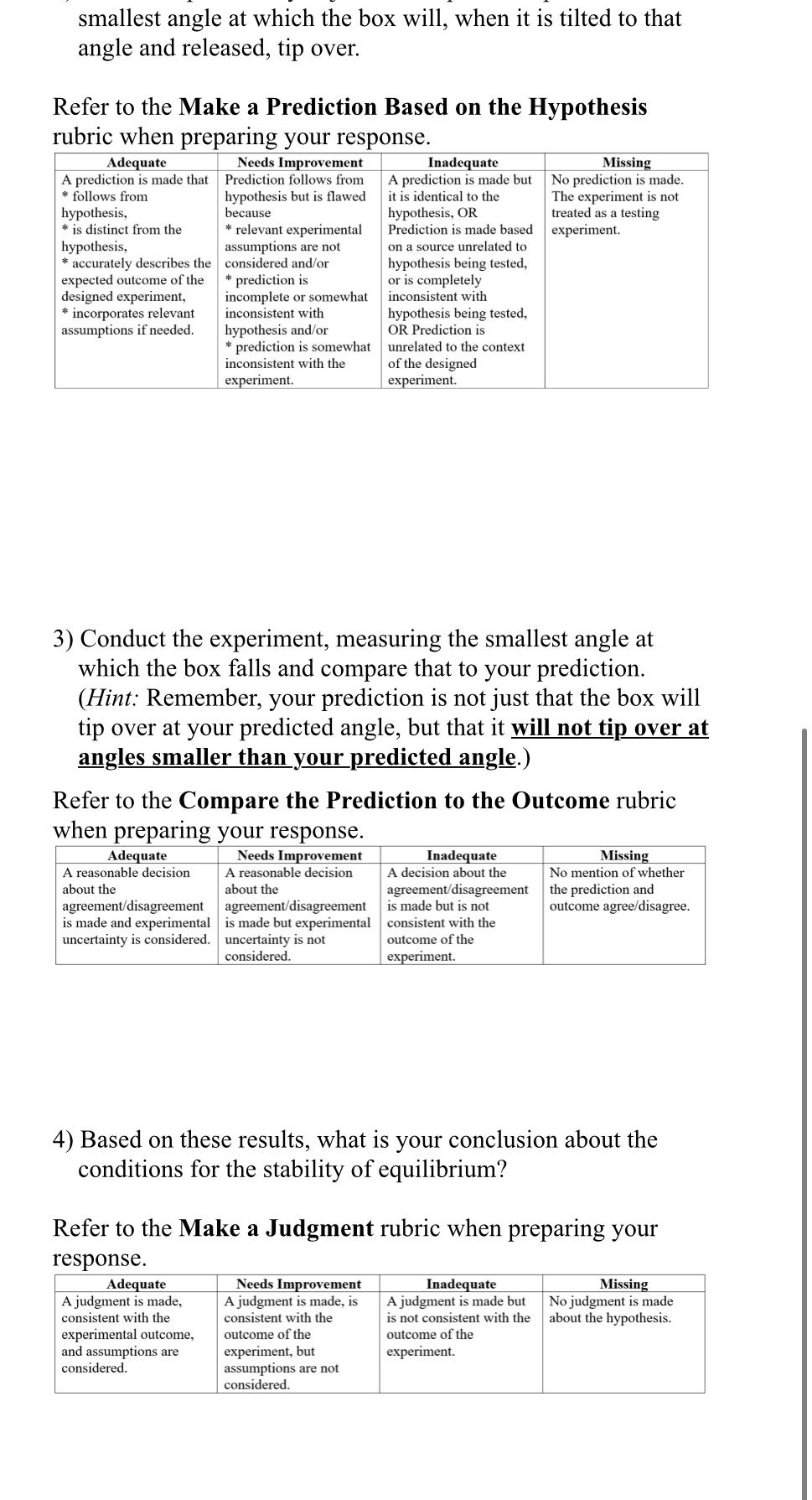 Solved Testing Experiment: Tipping over a Box Goal The | Chegg.com