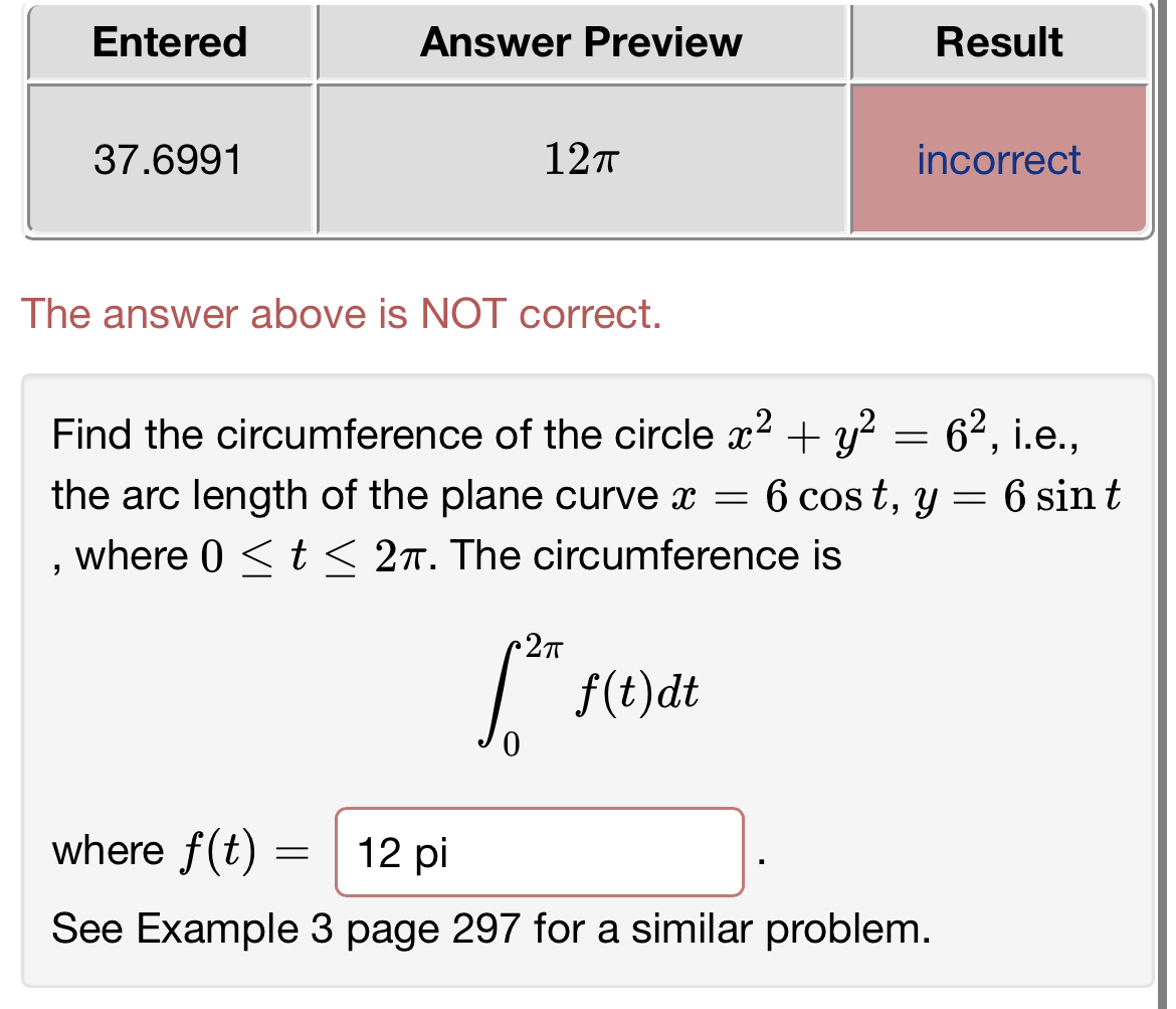 Solved The answer above is NOT correct. Find the | Chegg.com