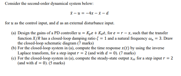 Solved Consider the second-order dynamical system below: | Chegg.com