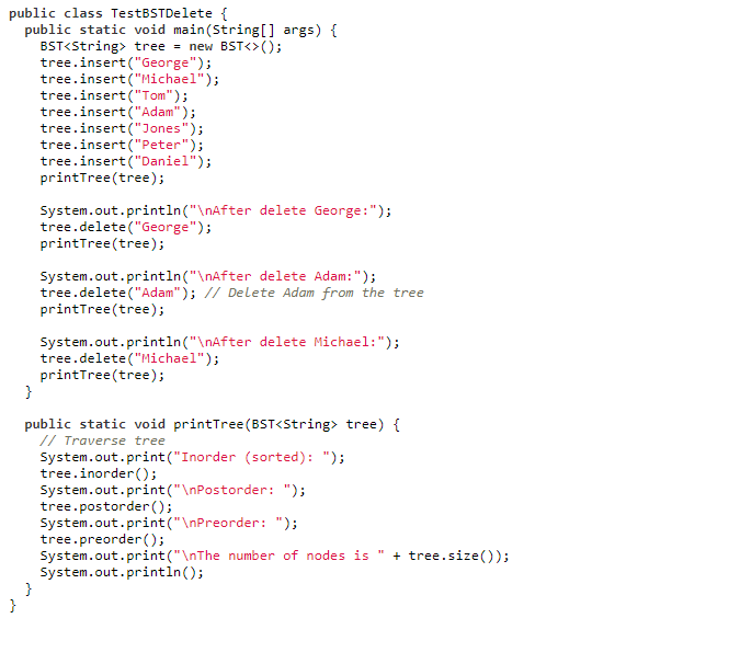 Solved bst classpublic class BST implements Tree { | Chegg.com Solved bst classpublic class BST implements Tree { | Chegg.com