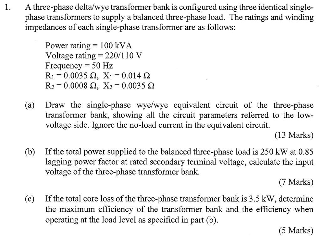 Solved A three-phase delta/wye transformer bank is | Chegg.com