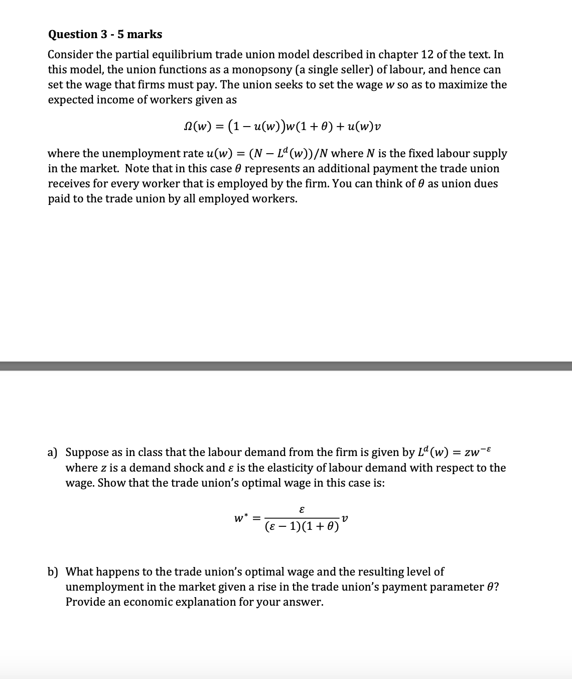Solved Question 3 - 5 marks Consider the partial equilibrium | Chegg.com
