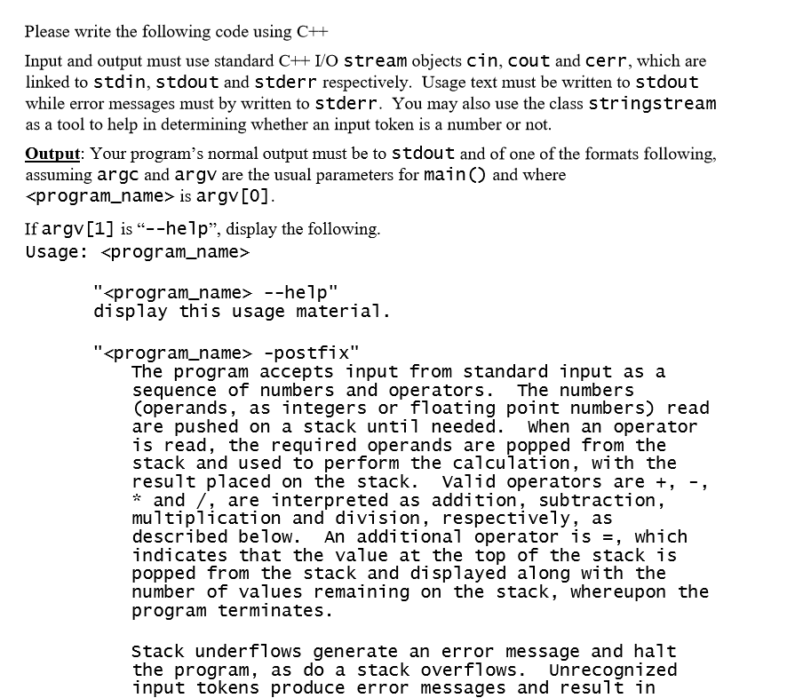 Solved Please Write The Following Code Using C Input And