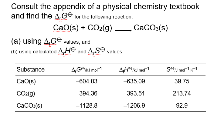 Solved Consult the appendix of a physical chemistry textbook | Chegg.com