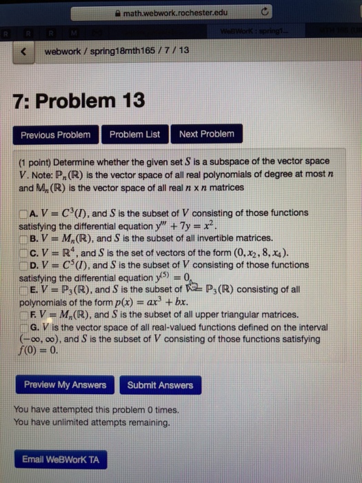 Solved a math.webwork.rochester.edu Kwebwork / | Chegg.com