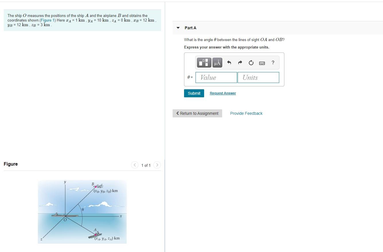 Solved The ship O measures the positions of the ship A and | Chegg.com