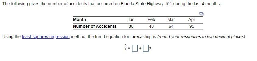 Solved Using the least-squares regression method, the trend | Chegg.com