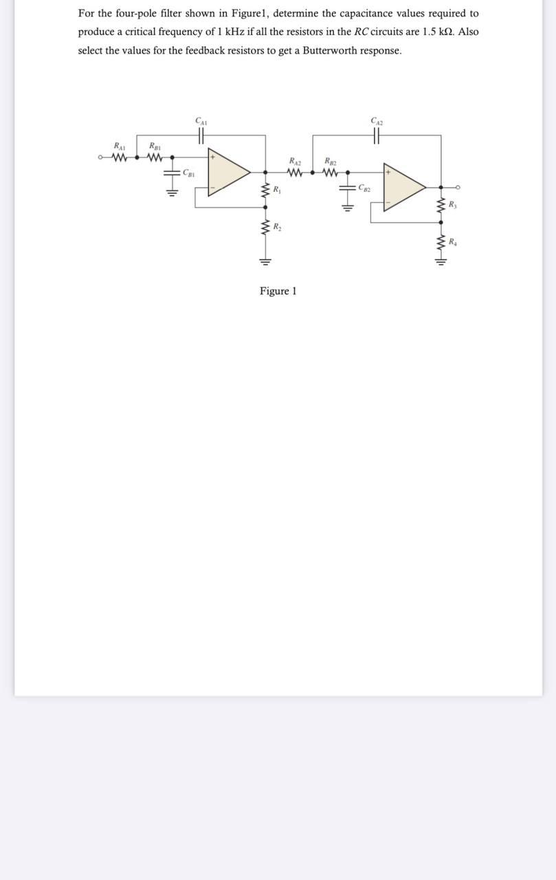 Solved For the four-pole filter shown in Figurel, determine | Chegg.com