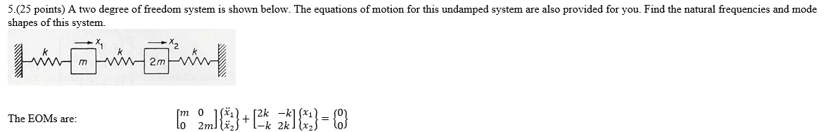 Solved shapes of this system. The EOMs are: | Chegg.com