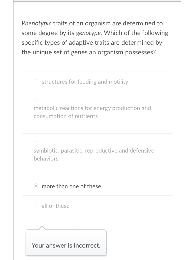 Solved Phenotypic traits of an organism are determined to | Chegg.com
