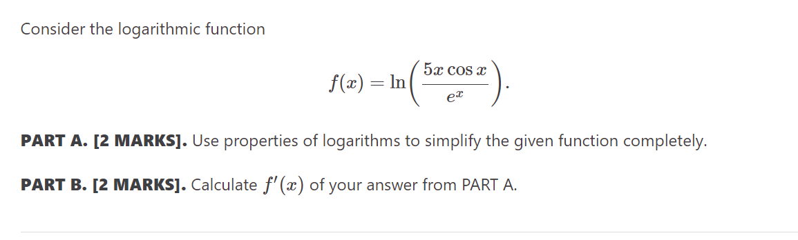 Solved Consider the logarithmic | Chegg.com